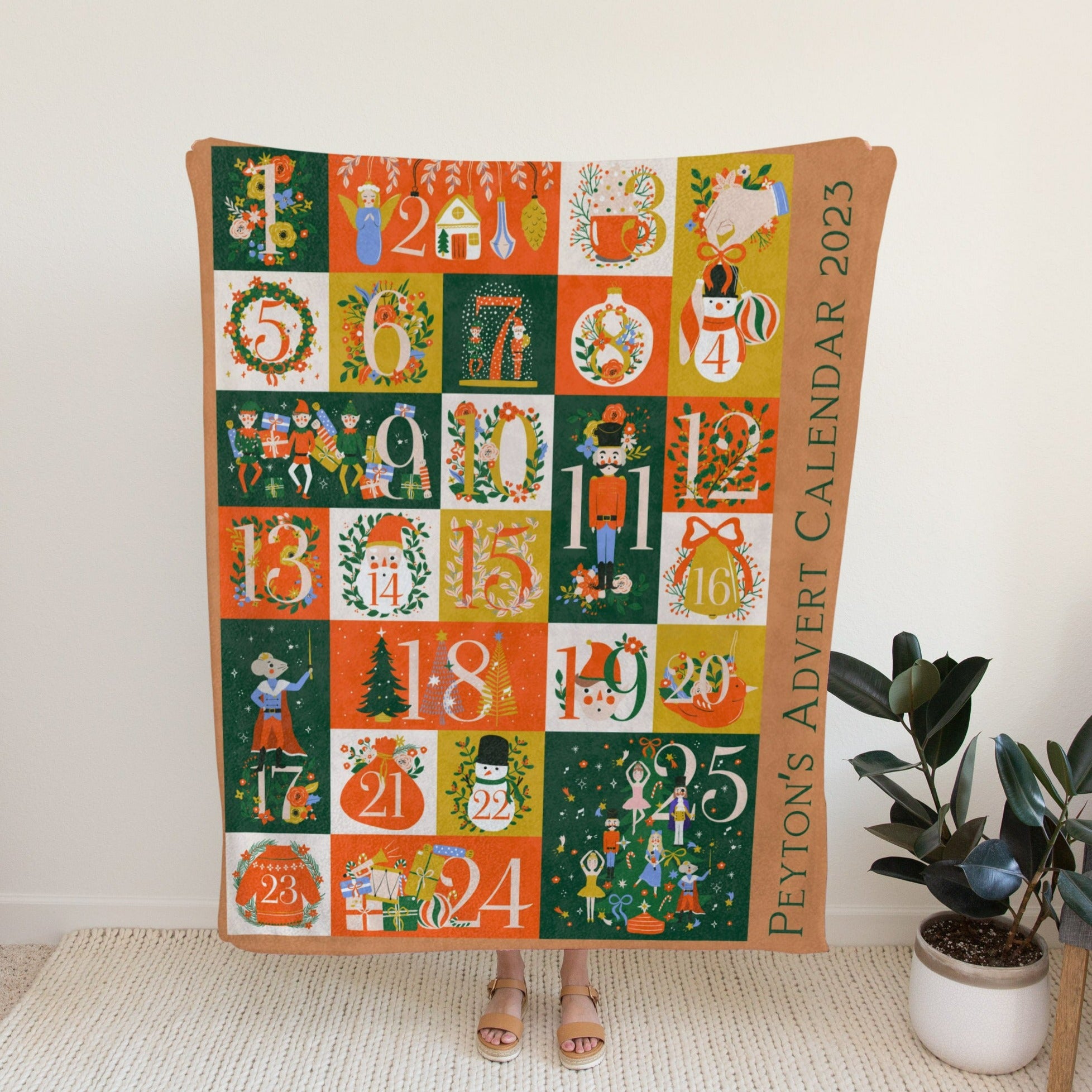 Personalised Christmas Advent Calendar Blanket – Snug as a Bug