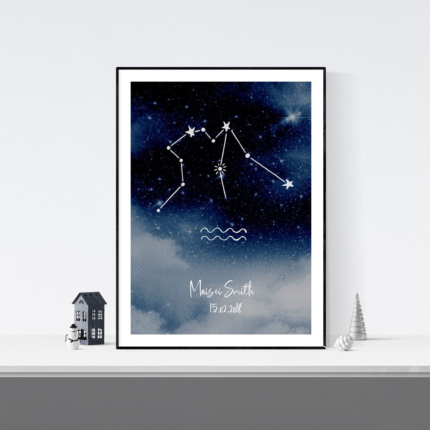 custom name zodiac constellation wall art print – Snug as a Bug