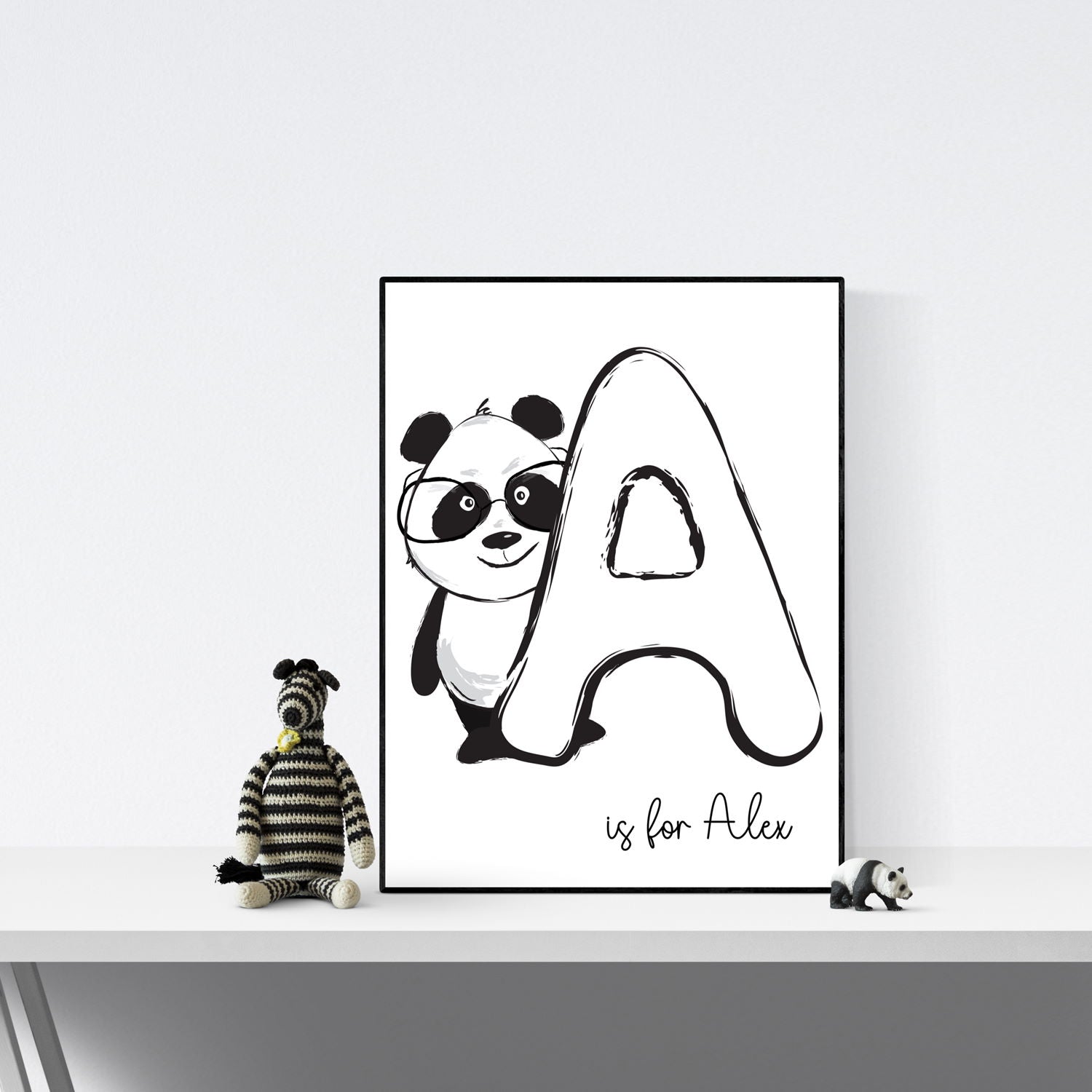 custom name baby panda nursery print – Snug as a Bug